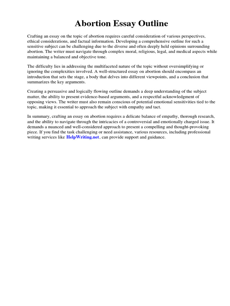 Abortion Essay Outline | Download Free PDF | Serial Killer | Teachers