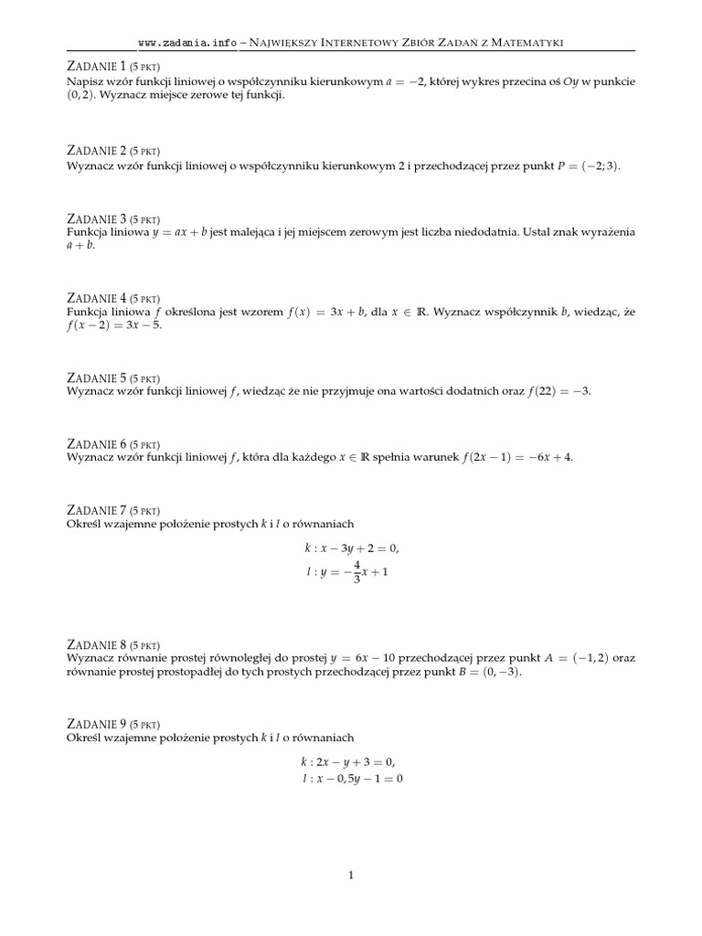 Ajwi Ekszy Nternetowy Biór Ada NZ Atematyki: R. Wyznacz Współczynnik B ...