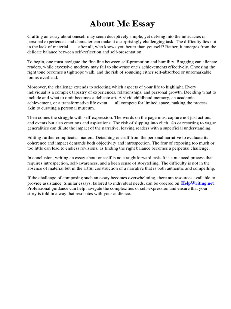 About Me Essay | PDF | Chemical Equilibrium | Radioactive Decay