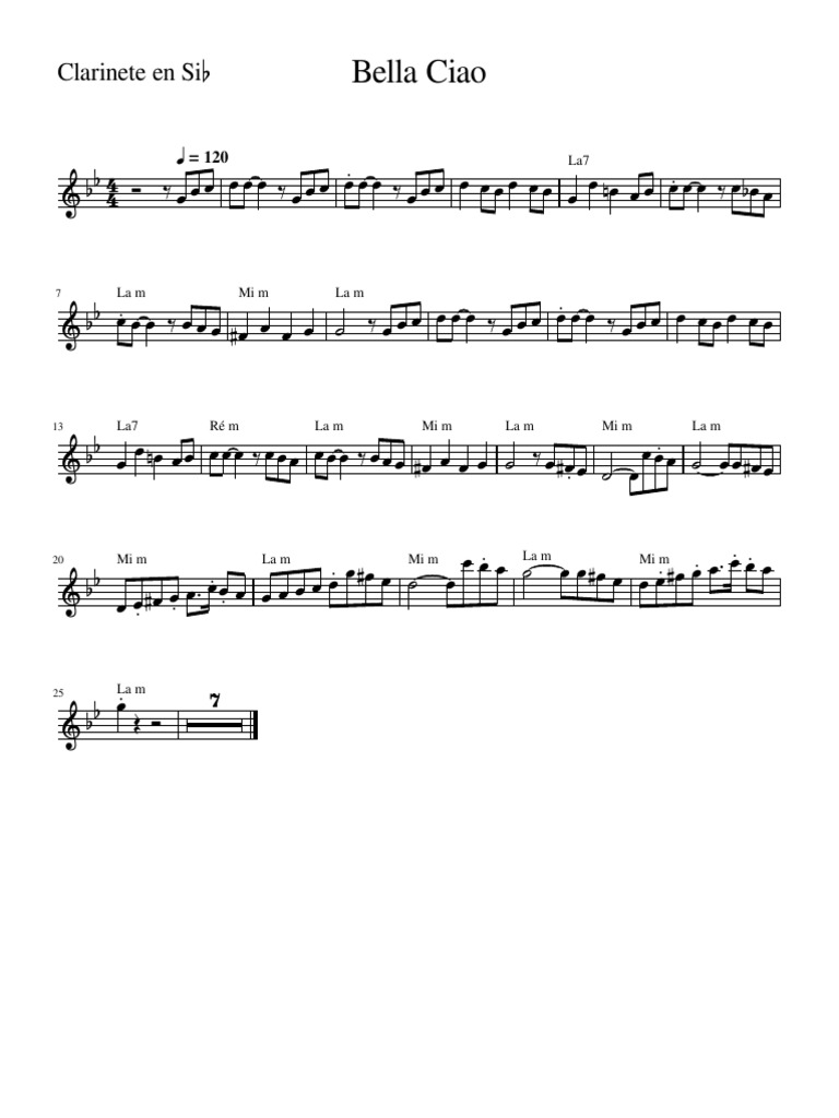 Bella Ciao-Clarinete en Sib | PDF