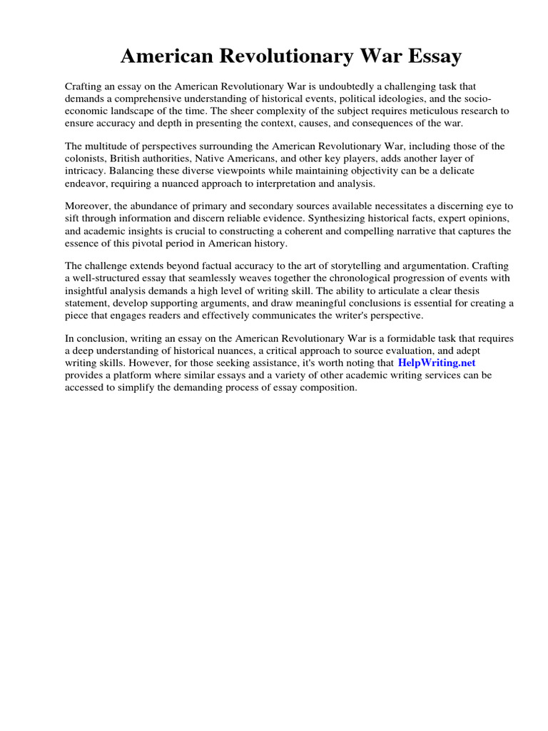 American Revolutionary War Essay | PDF | Tuberculosis | Marxism