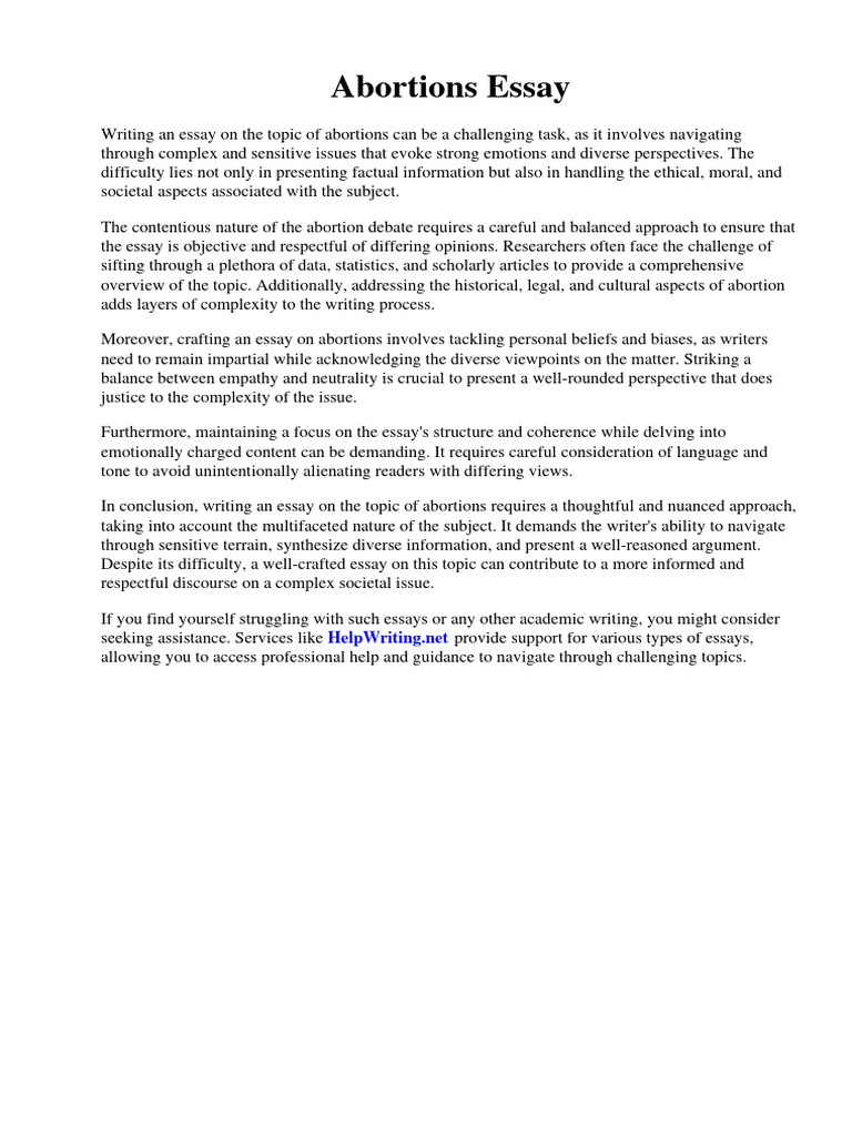 Abortions Essay | PDF | World Trade Organization | Heart