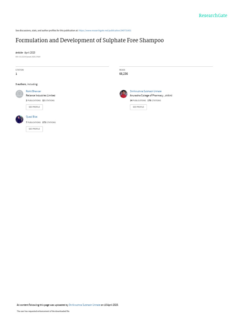 Formulation And Development Of Sulphate Free Shamp Pdf Shampoo Agar