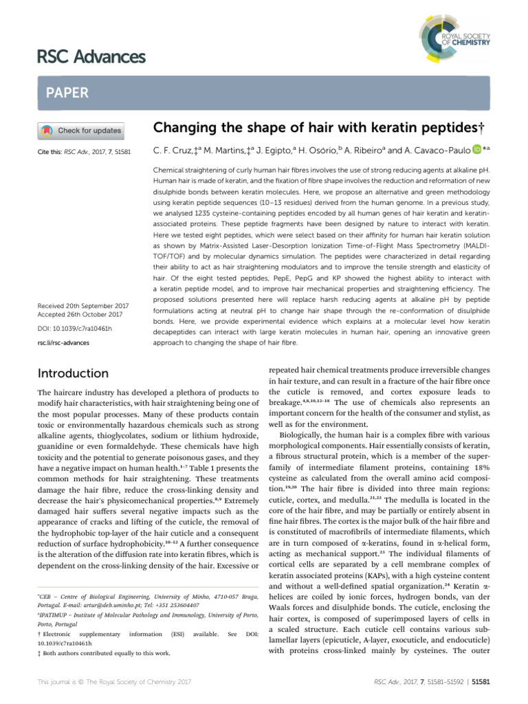 Changing_the_shape_of_hair_with_keratin_peptides | PDF | Cysteine ...