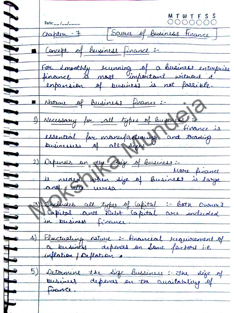 Source of Finance Chapter - 7 (1) - 1 | PDF