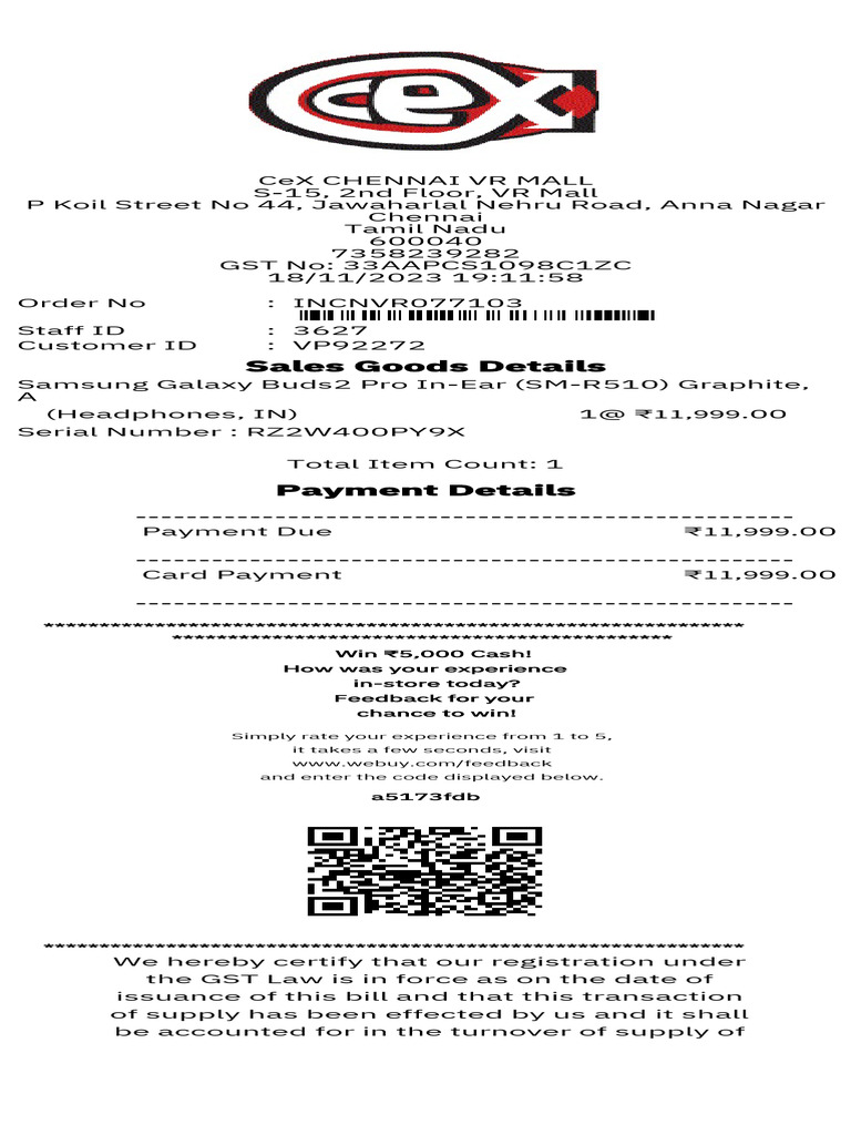 SRIIRAMAN 20231118 191402 Ereceipt | PDF | Invoice | Trade