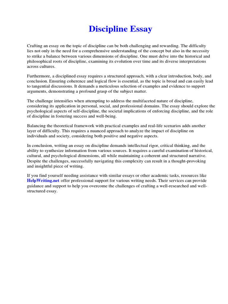 Discipline Essay Pdf Franchising Essays