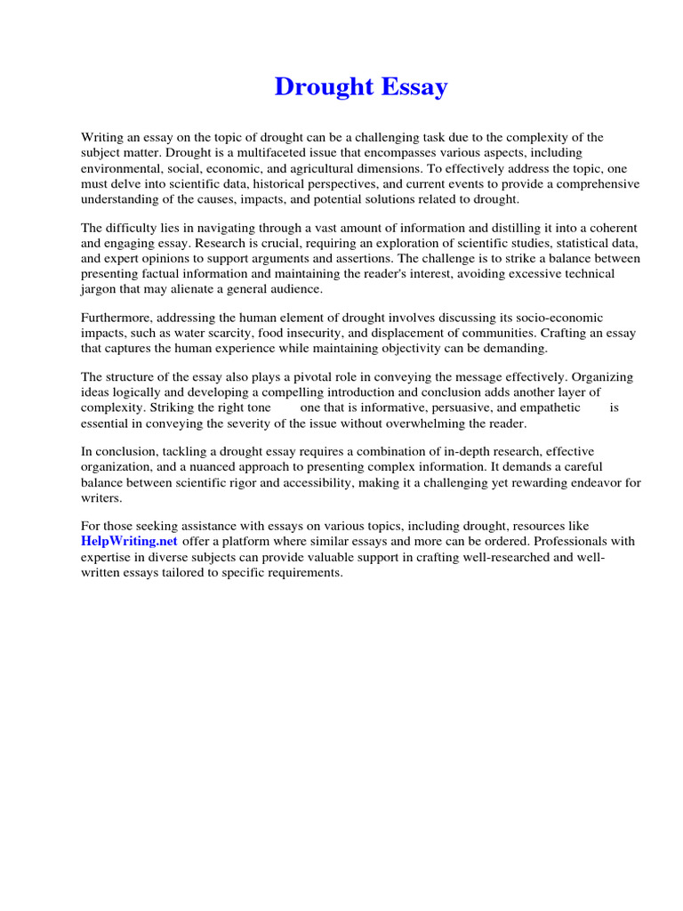 Drought Essay | PDF | Fuels | Fossil Fuels