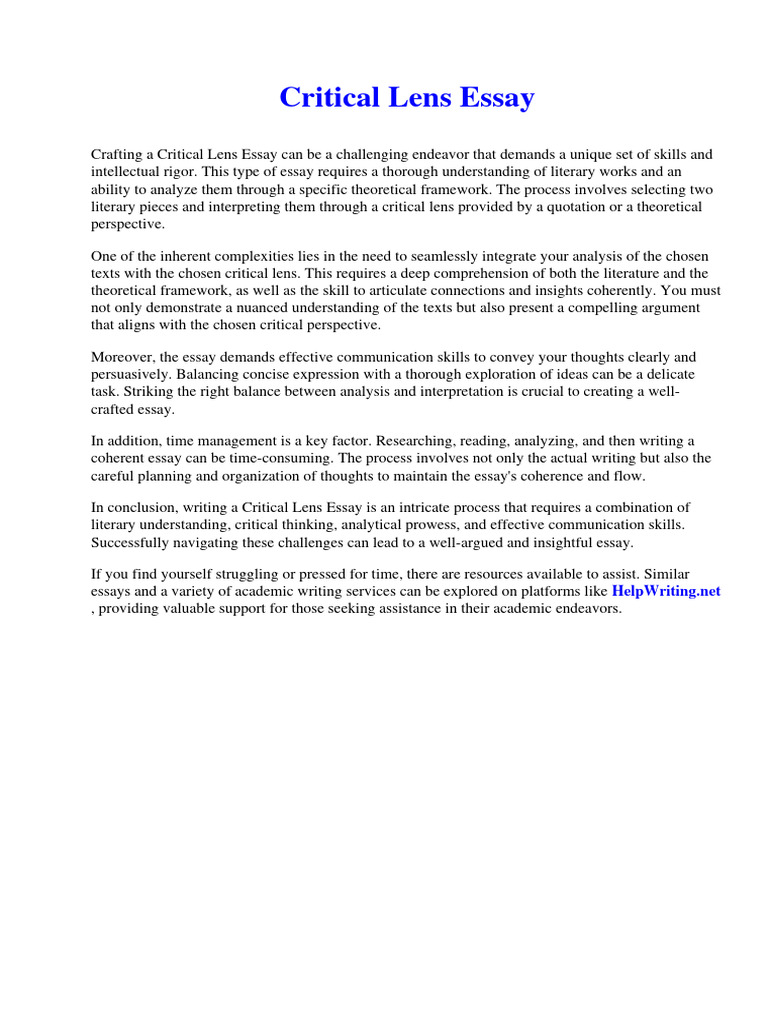 Critical Lens Essay | PDF | John Rawls | Justice