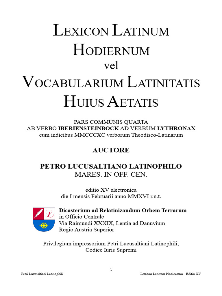 Lexicon Latinum Hodiernum | PDF