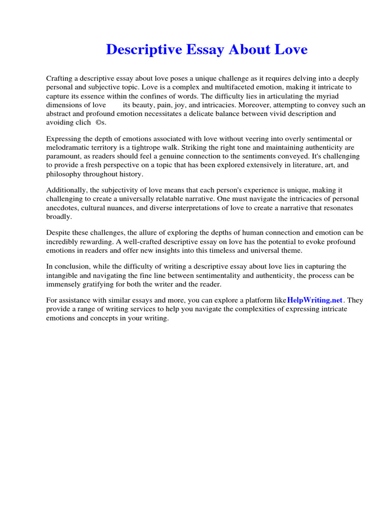 Descriptive Essay About Love | PDF | Franklin D. Roosevelt