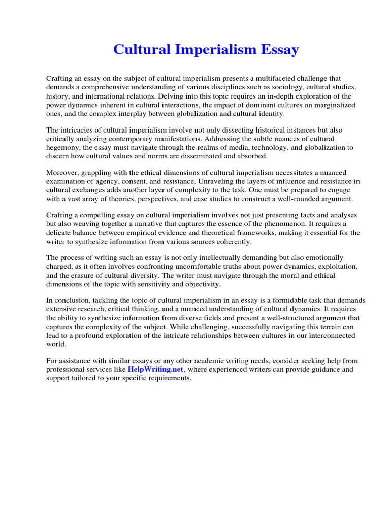 Cultural Imperialism Essay Guide | PDF | Criminology | Juvenile Delinquency