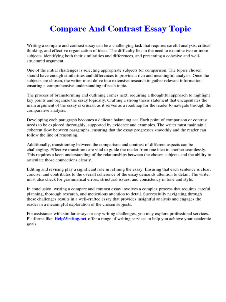 Guide to Writing Compare and Contrast Essays | PDF | Hazards | Essays