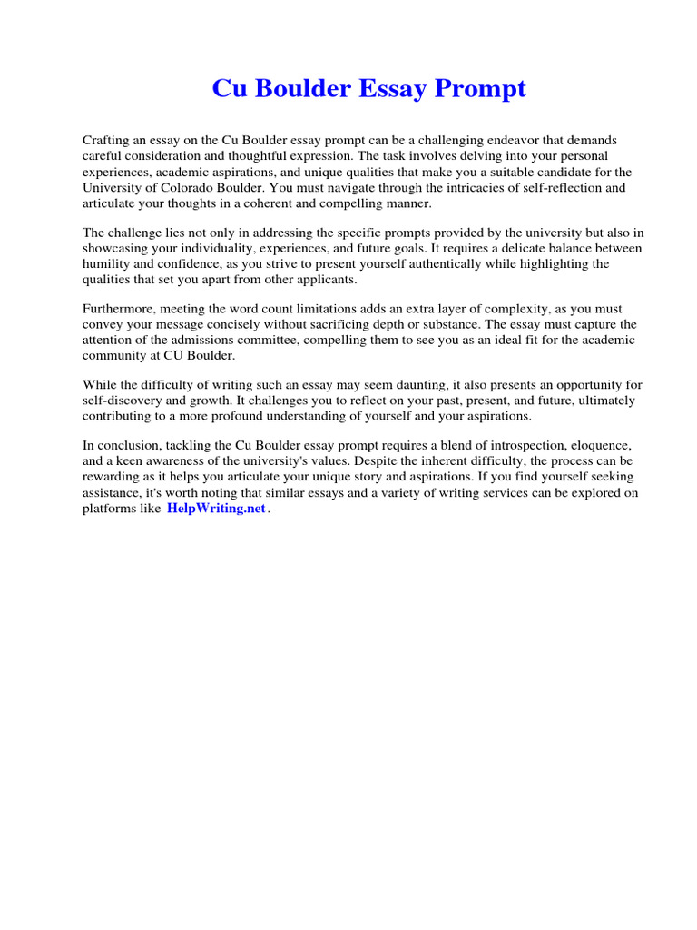 Cu Boulder Essay Prompt | PDF | Attachment Theory
