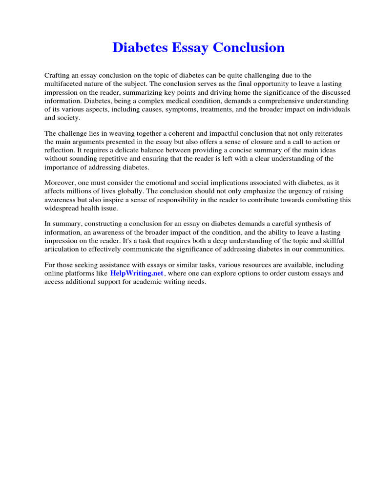Diabetes Essay Conclusion | PDF | Essays | Retail