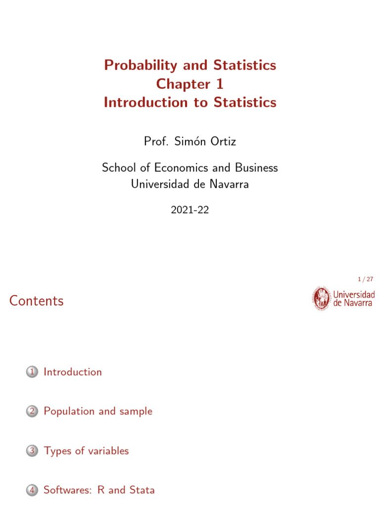 Chapter 1 | PDF | Statistics | Sampling (Statistics)