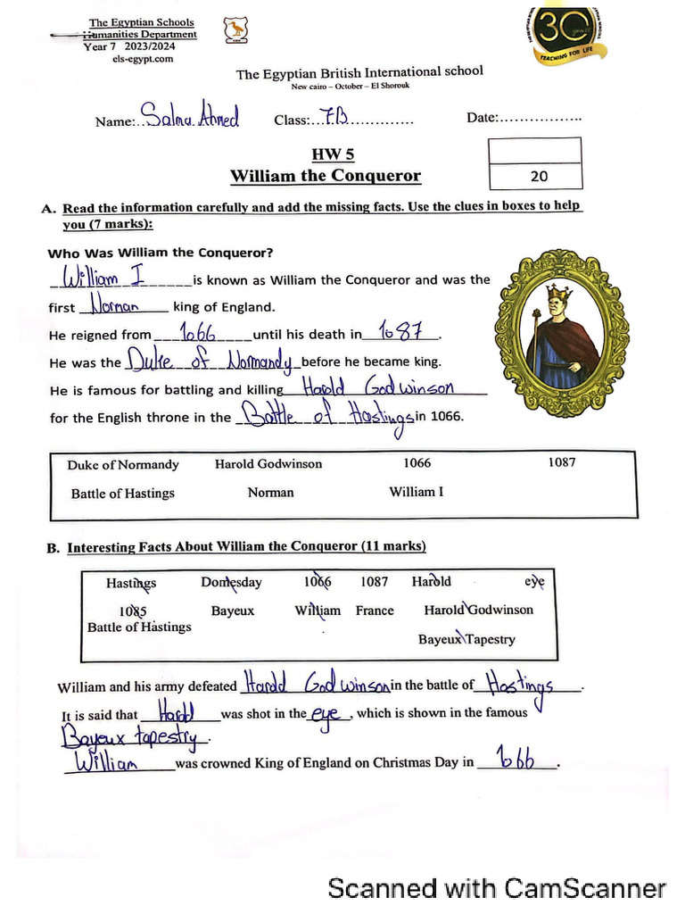 William The Conqueror HW | PDF