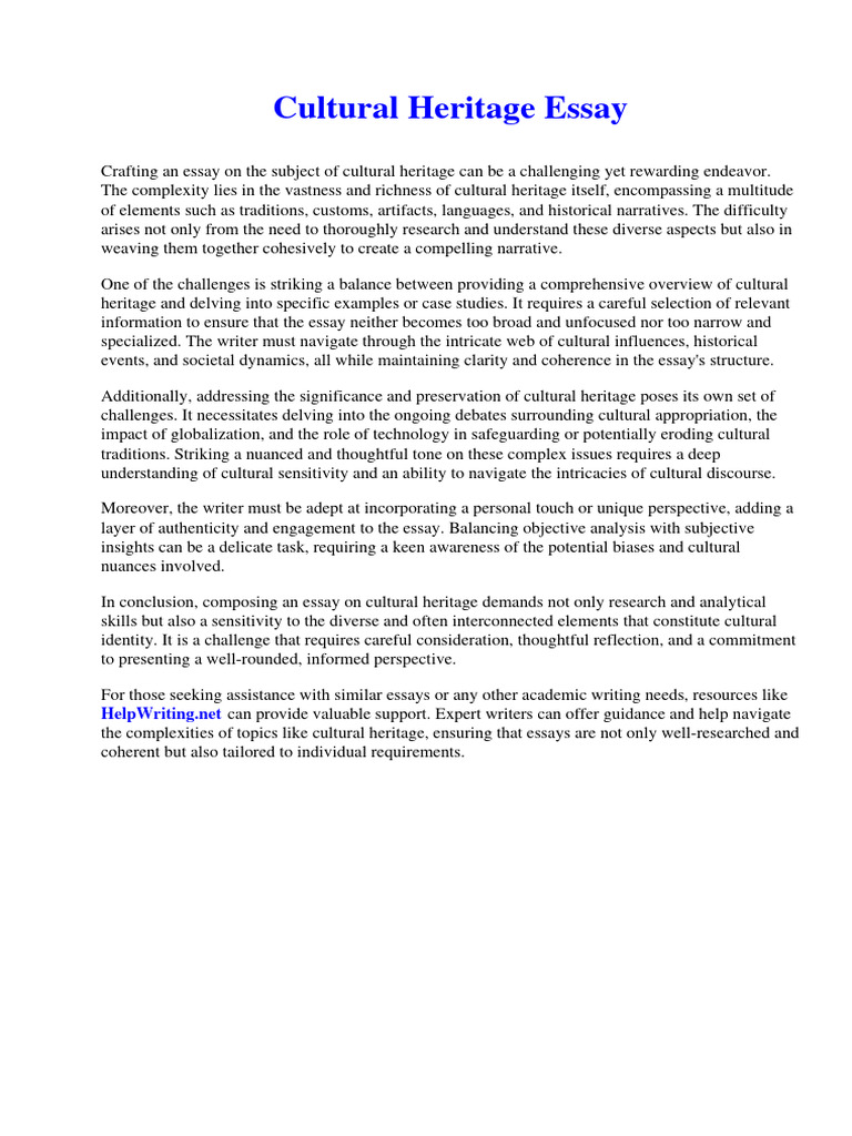 Cultural Heritage Essay | PDF | Civil Disobedience (Thoreau) | Civil ...