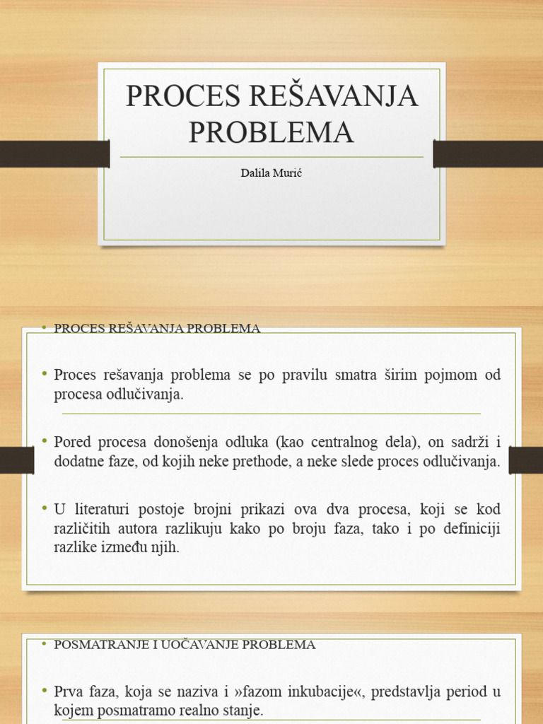 Proces Rešavanja Problema - Prezentacija | PDF
