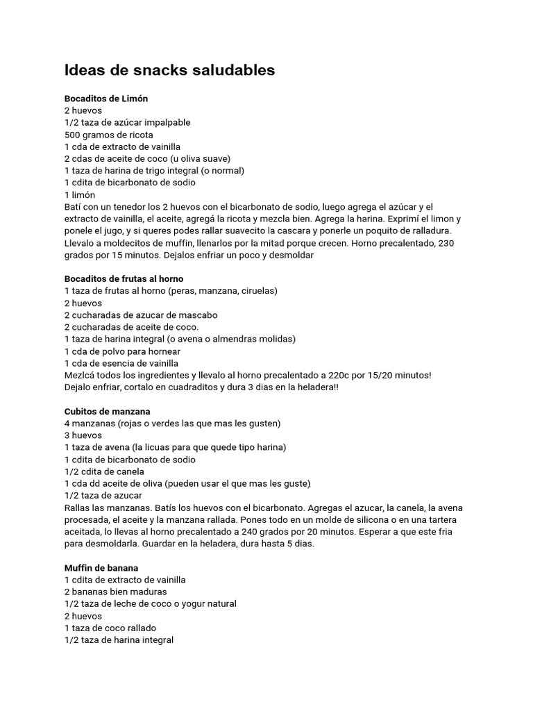 Snacks saludables | PDF | Mollete | Cocina occidental