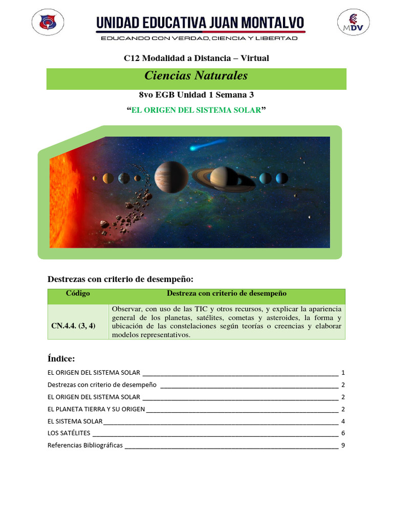 Guía de Aprendizaje CCNN-8vo EGB -U1-S3 | PDF | Luna | Sistema solar
