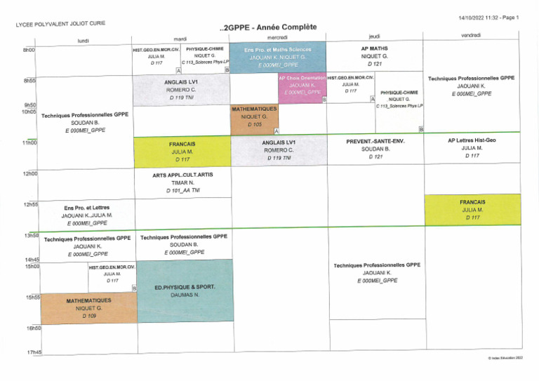 Emploi Du Temps | PDF