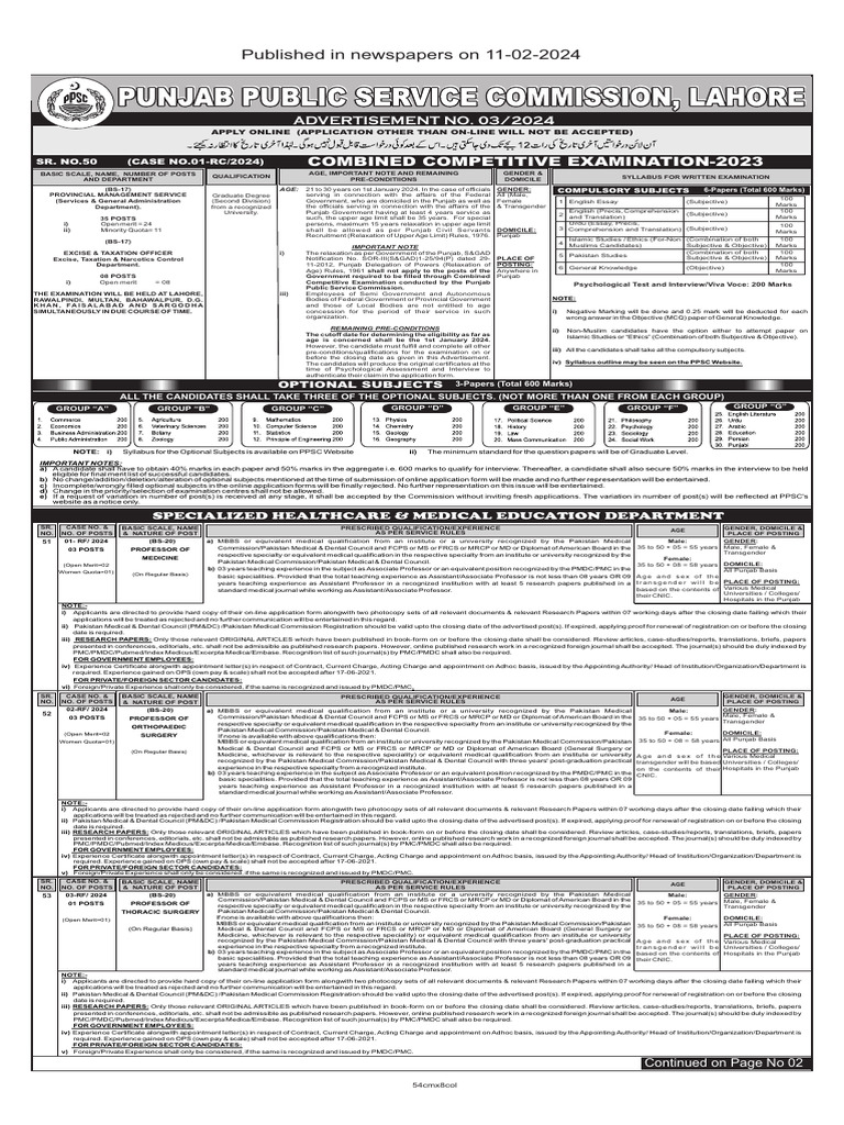 Advt No-03-2024 11-02-2024 X7 Version | PDF | Doctor Of Medicine | Medicine Advt No-03-2024 11-02-2024 X7 Version | PDF | Doctor Of Medicine | Medicine