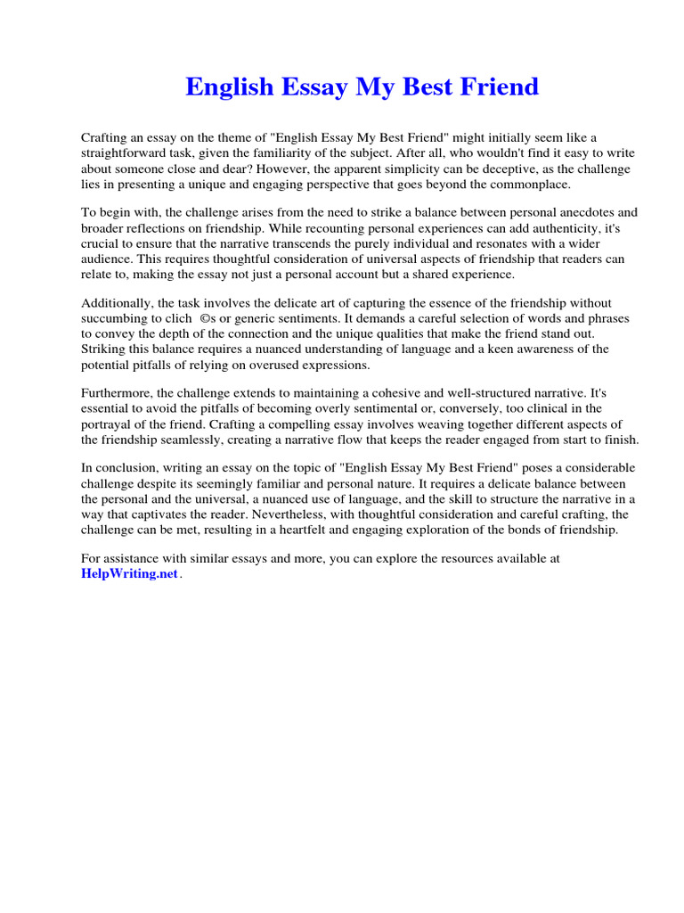 English Essay My Best Friend | PDF | Special Education