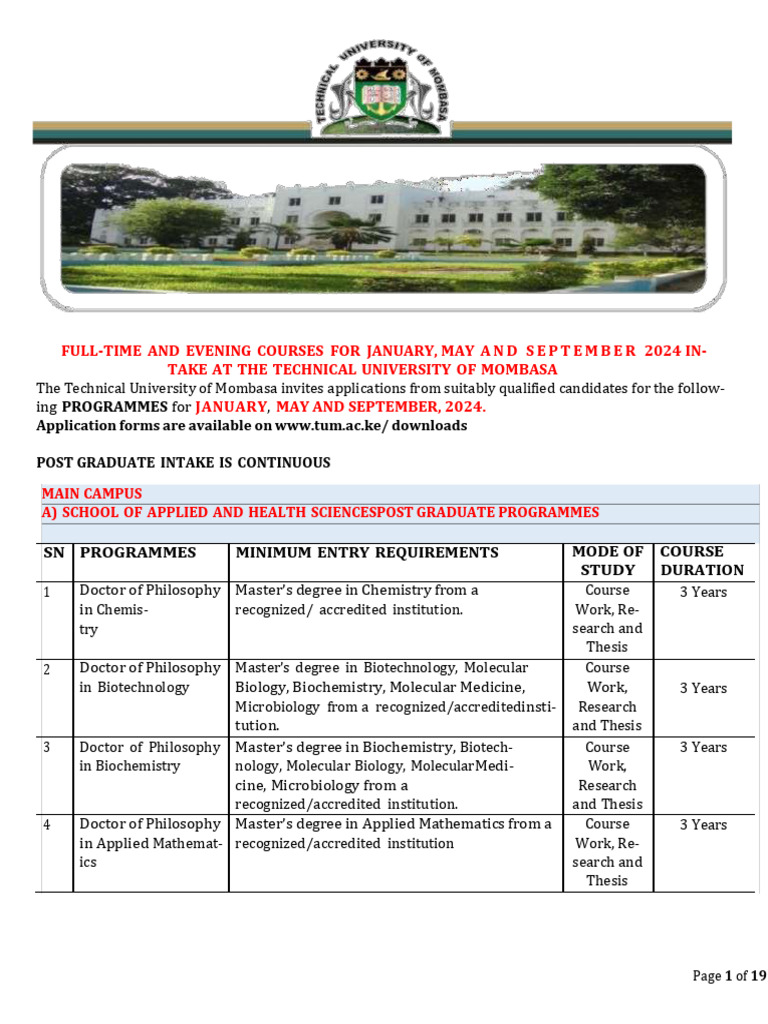 Advertisement For January - May and September 2024 Intakes | PDF | Bachelor's Degree | Academic ...