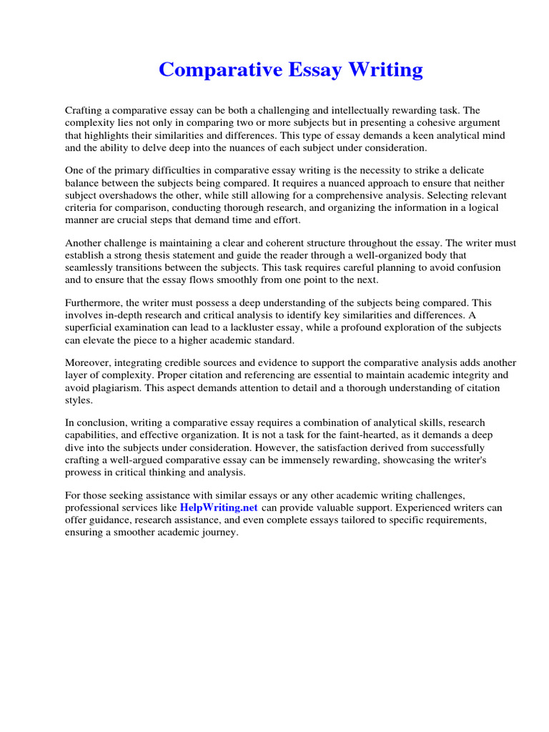 Comparative Essay Writing | PDF | Essays