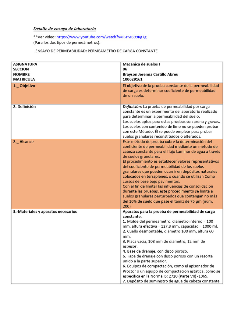 Ficha 5.1 Permeámetro de Carga Constante - Brayson Jeremia Castillo ...