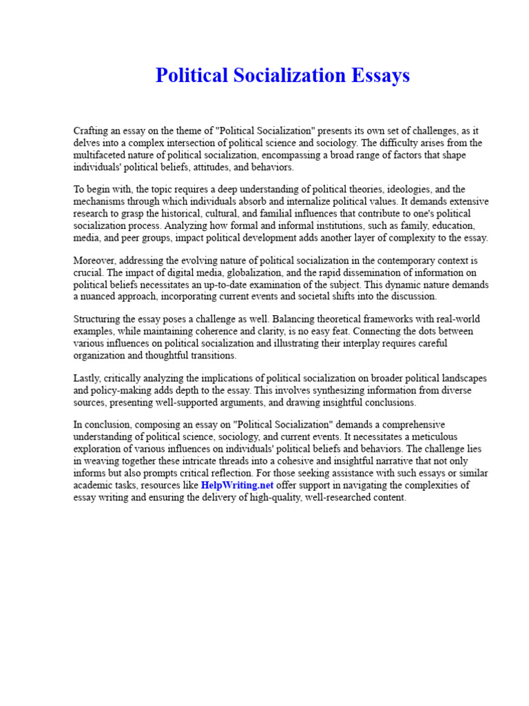 Challenges in Writing Political Socialization Essays | PDF ...