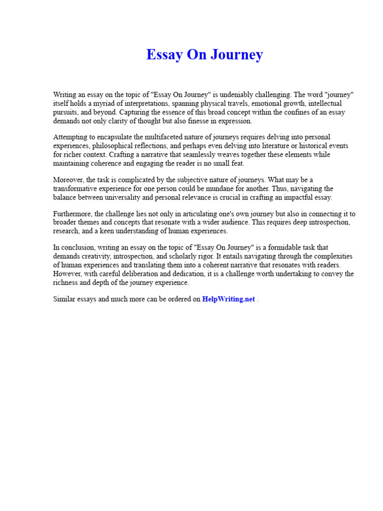 Essay on Journey | PDF | Essays | Internet