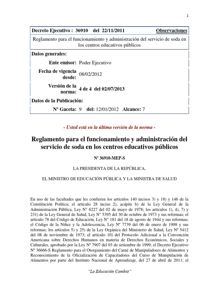 Reglamento Vigente 2013 | PDF | Alimentos | Caloría