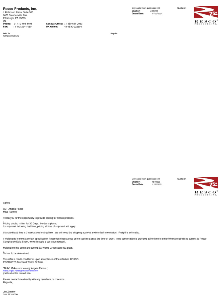 Ficha Tecnica - Resco 3 | PDF | Prices | Sales