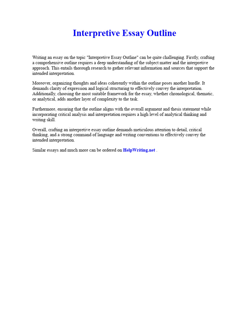 Interpretive Essay Outline | PDF | Essays | Thought