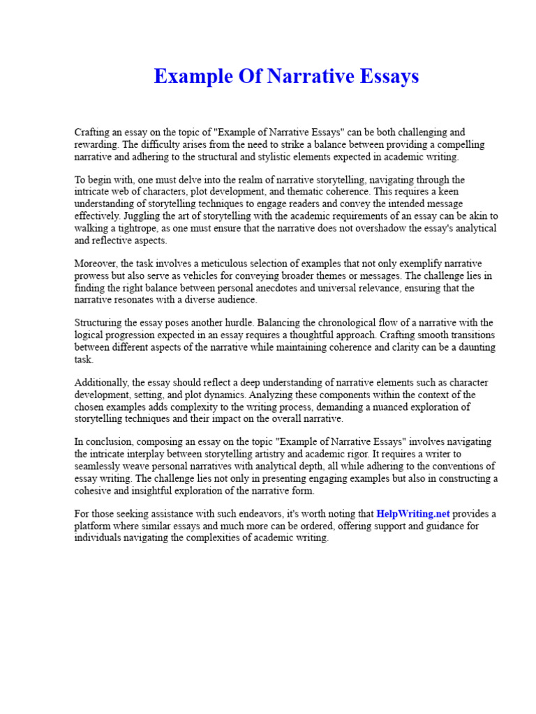 Example of Narrative Essays | PDF | Narrative | Communication