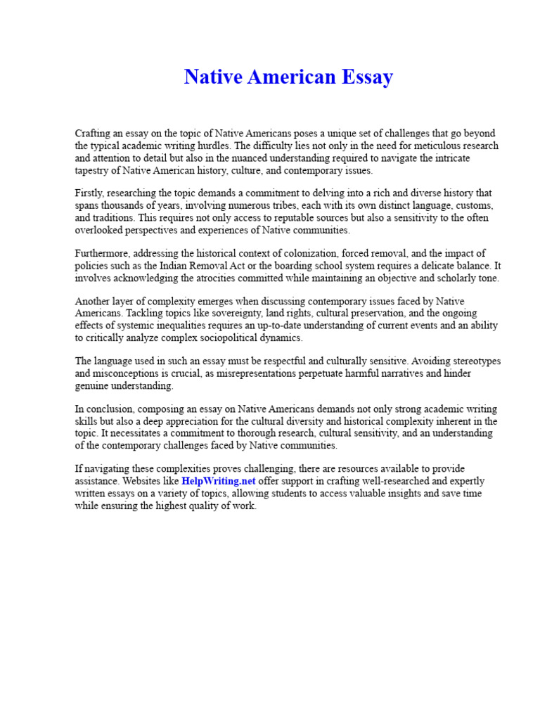 Native American Essay | PDF | Vaccination | Middle Class