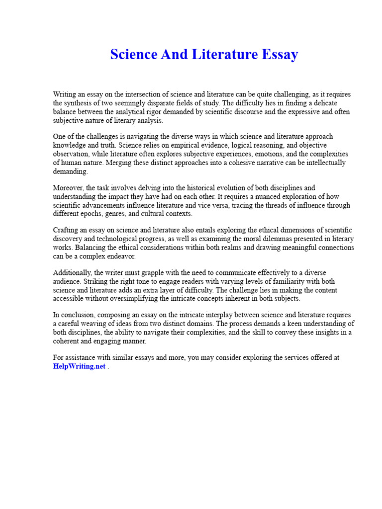 Science and Literature Essay | PDF | Science | Essays