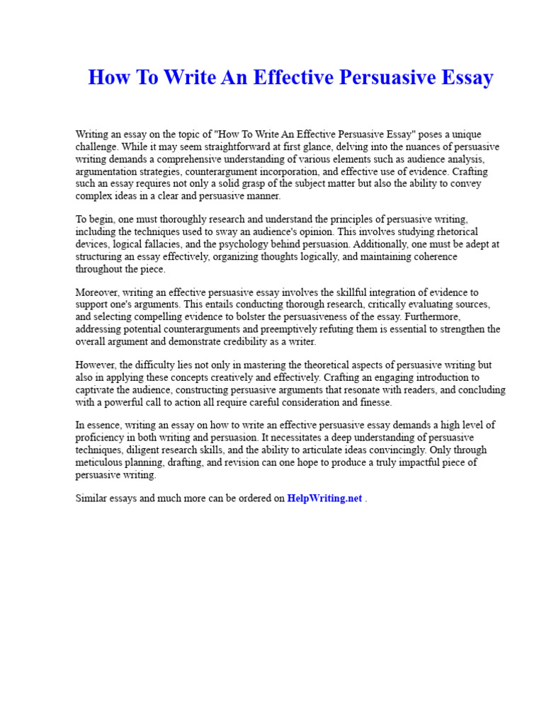 How To Write An Effective Persuasive Essay | PDF | Pygmalion (Play ...