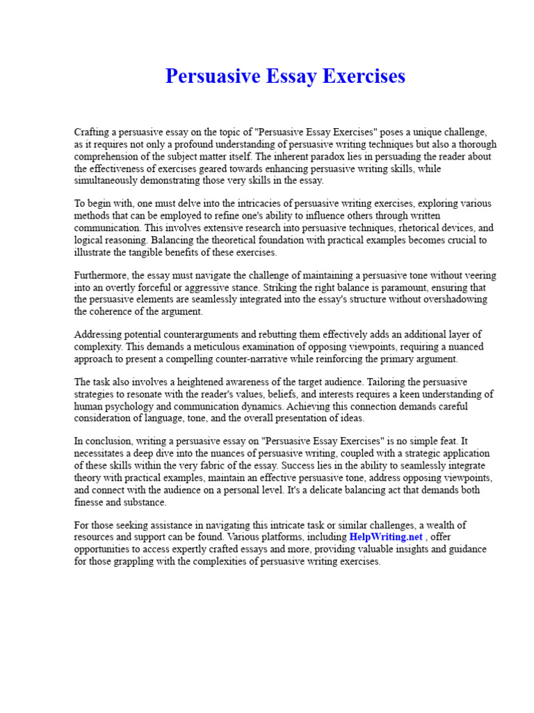 Persuasive Essay Exercises | PDF