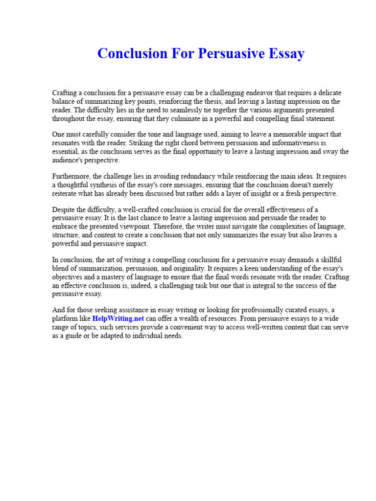 Conclusion for Persuasive Essay | PDF | Nuclear Fission | Essays