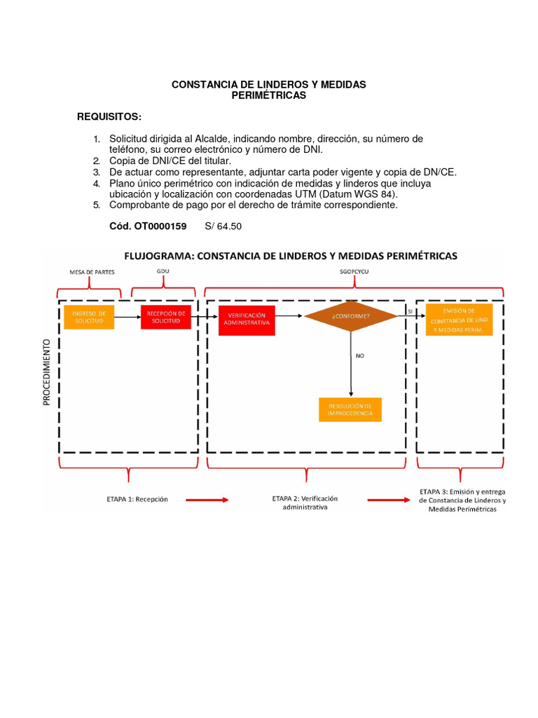 Constancia de Linderos y Medidas Perimetricas | PDF