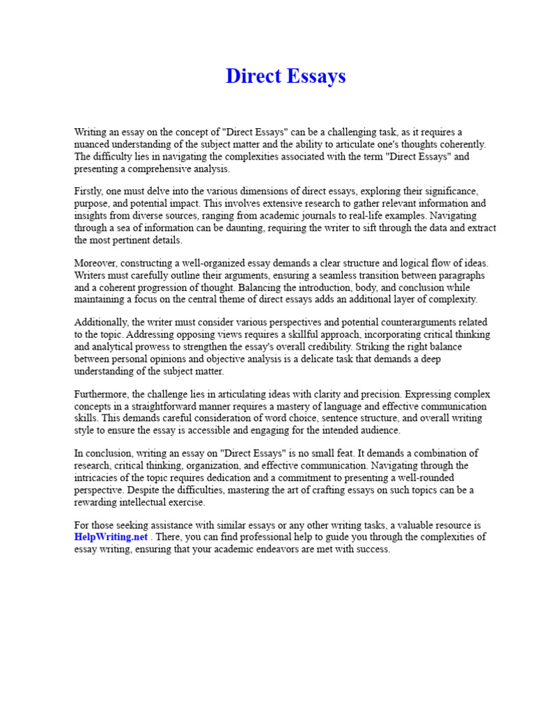Direct Essays | PDF | Gear | Essays