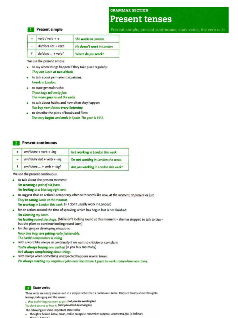 Present Tenses | PDF