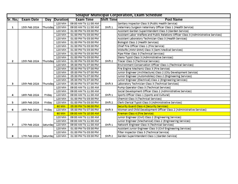Exam Schedule | PDF | Science | Engineering