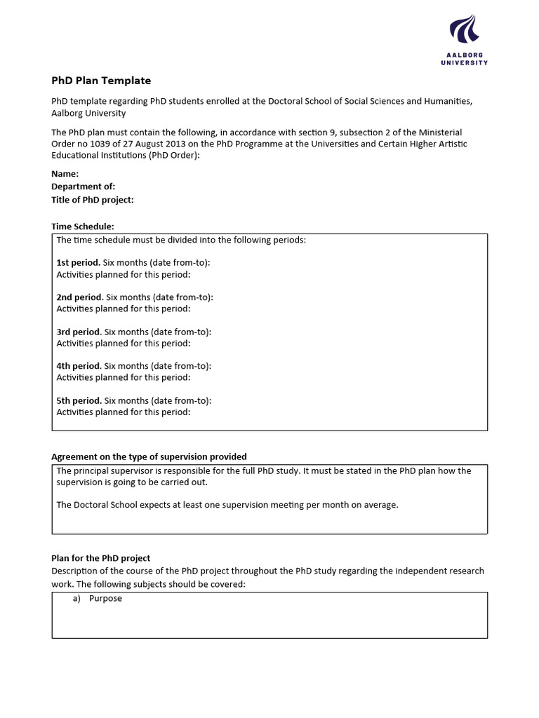 PHD Plan Template SSH | PDF | Doctor Of Philosophy | Doctorate