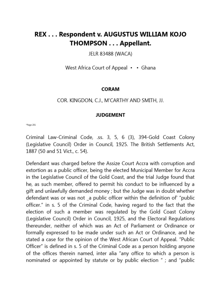 R V, Kojo Thompson | PDF | British Empire | The Crown