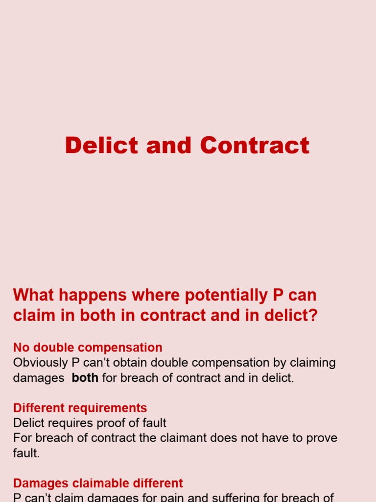 Difference Between Delict Contract | PDF | Damages | Negligence