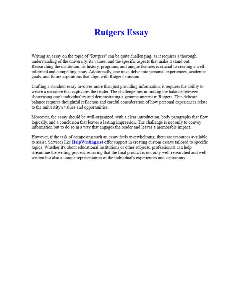 Rutgers Essay | PDF | Essays | Information